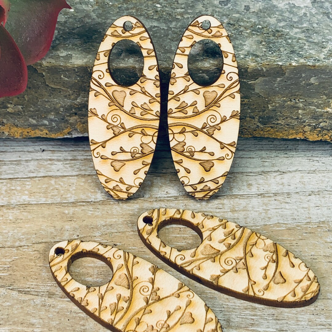 SS087E Heart Strings Oval Engraved Charms in Unfinished Solid - Etsy