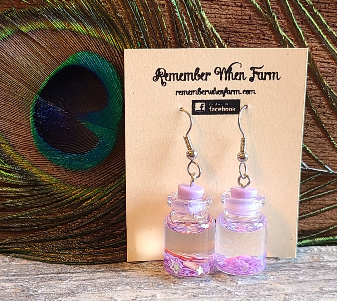 Wish Jar Earrings Fish Hook Dangle Style - Etsy