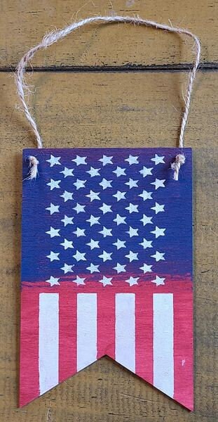Approx 3"x4" Hanging Banner Wood Sign - U.S. Flag Patriotic Shabby - Etsy