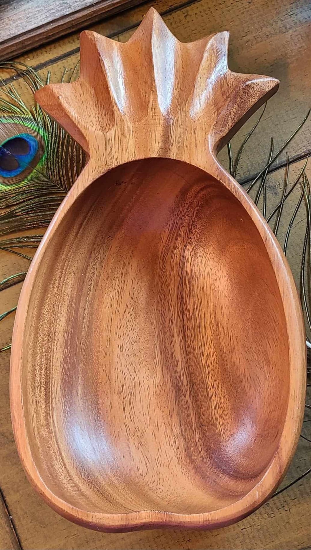 Vintage Monkey Pod Wood Pineapple Bowl Tray - Etsy