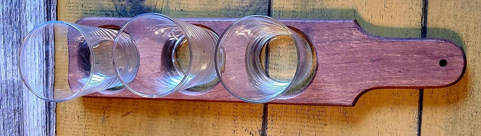 Wood Wooden Beer Flight Paddles With Glasses 3 Hole - Etsy
