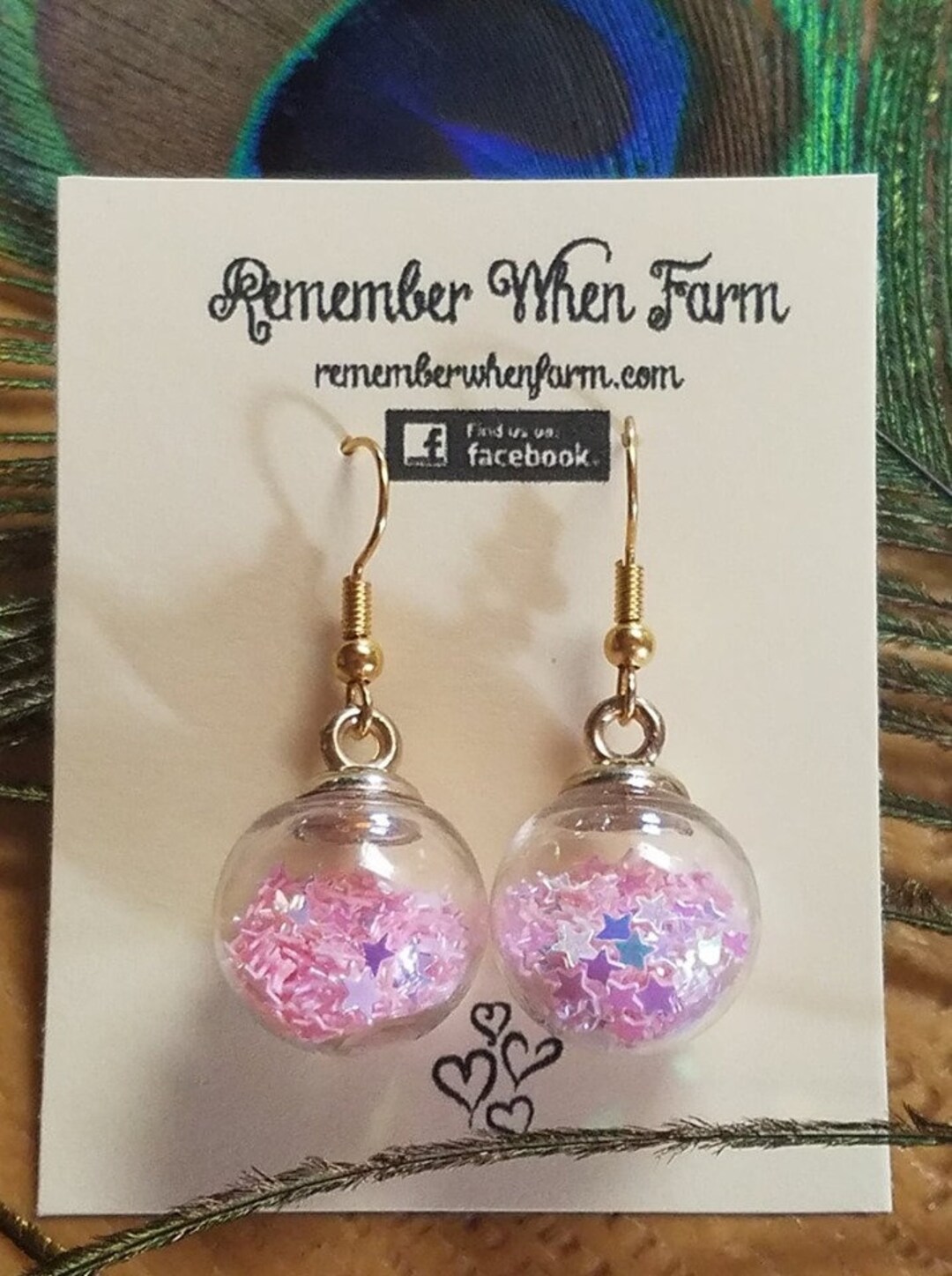 Crystal Ball PINK STAR Earrings Dangle Earrings Fishook Style - Etsy
