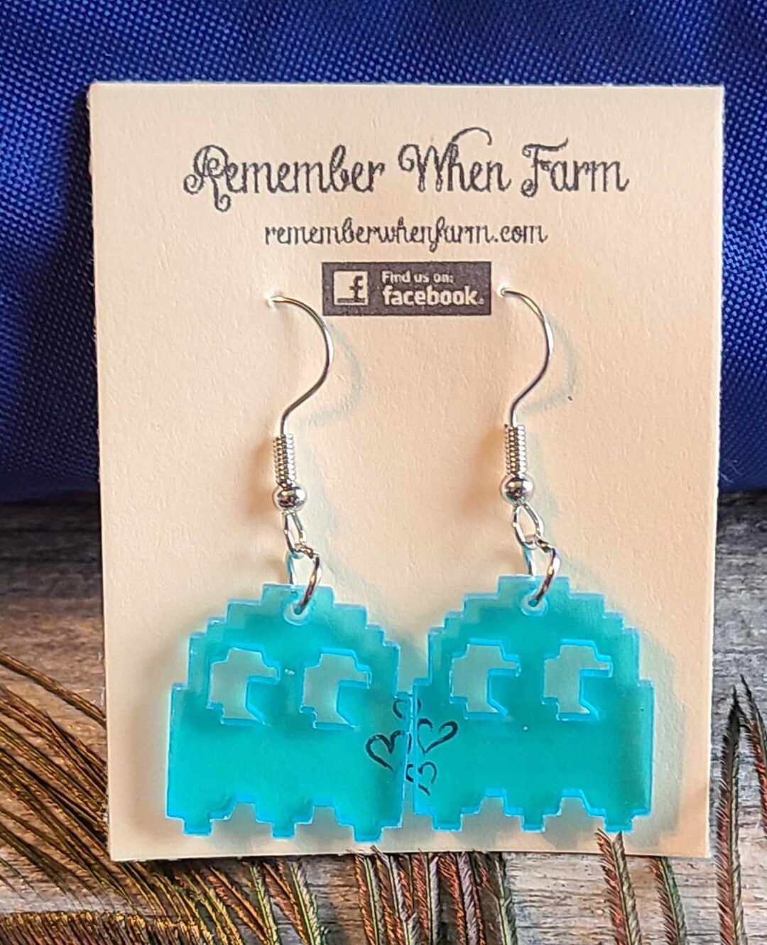 Pacman Ghost Cyan Dangle Earrings - Inky - Etsy