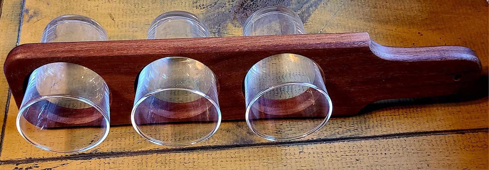 Wood Wooden Beer Flight Paddles With Glasses 3 Hole - Etsy