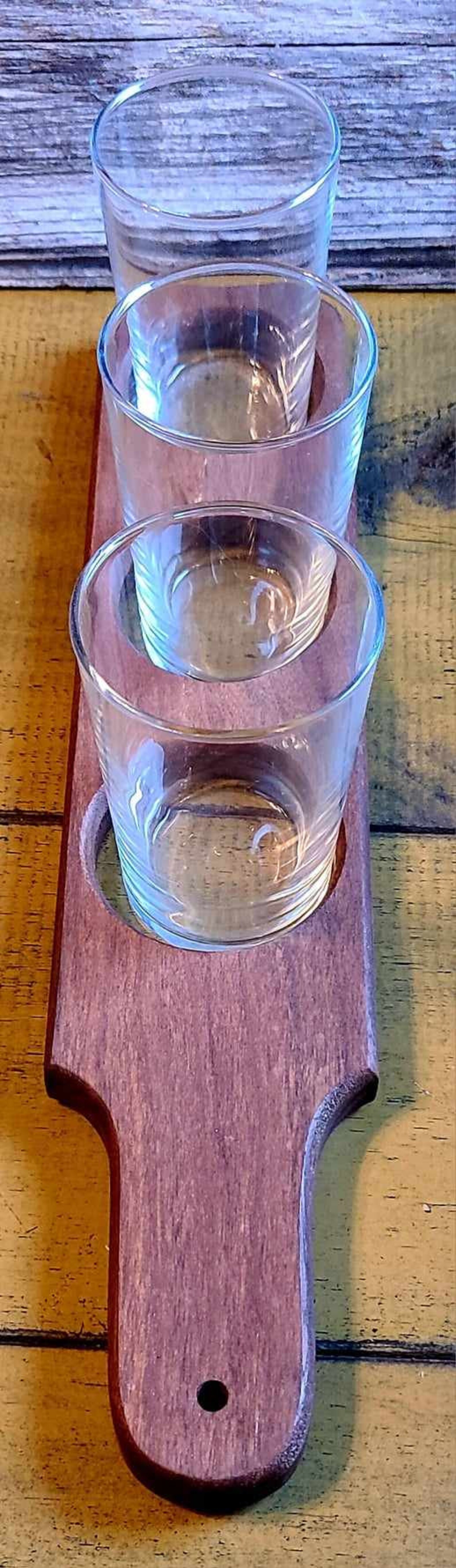 Wood Wooden Beer Flight Paddles With Glasses 3 Hole - Etsy
