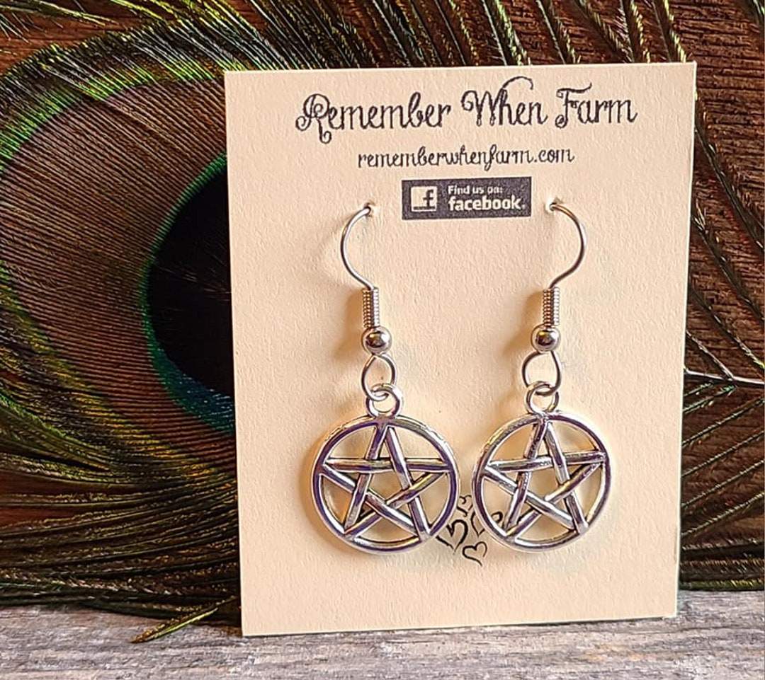 Pentagram Star Earrings Fish Hook Dangle Style - Etsy