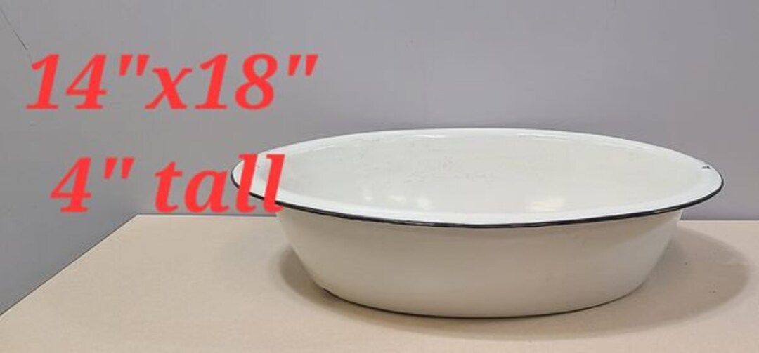 Vintage Enamelware Enamel Ware Wash Basin With Black Trim - Etsy