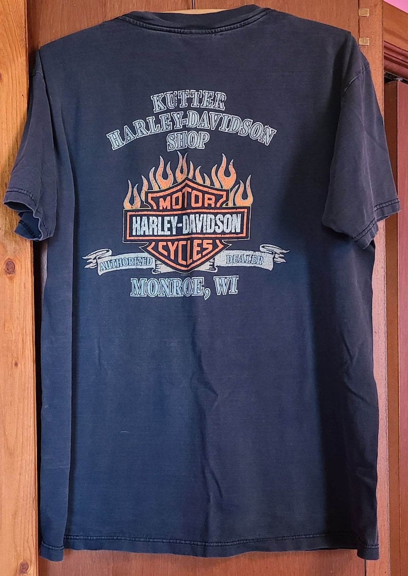 Vintage Harley-davidson Tshirt Size Large Monroe, Wisconsin 100th - Etsy