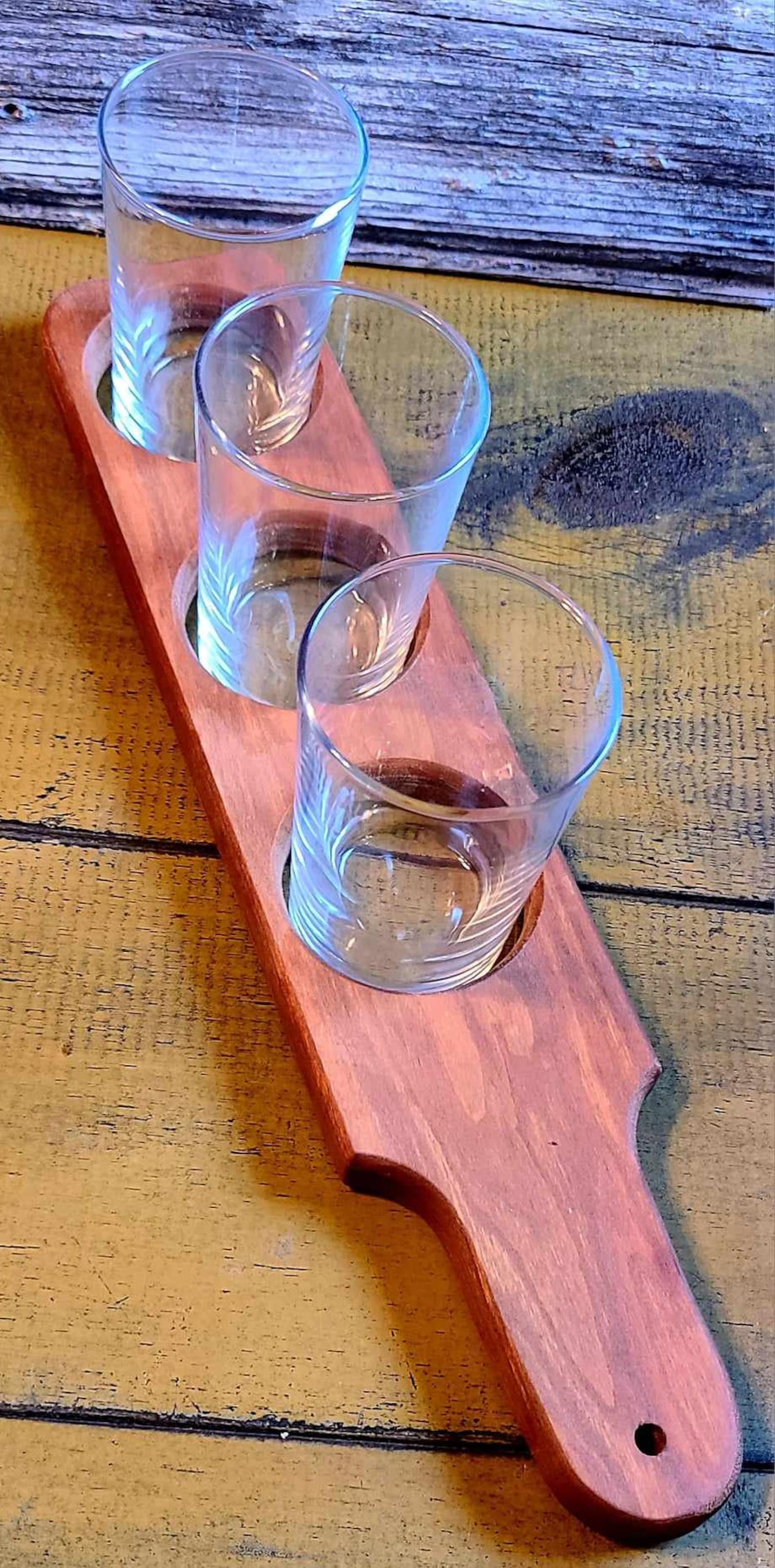 Wood Wooden Beer Flight Paddles With Glasses 3 Hole - Etsy