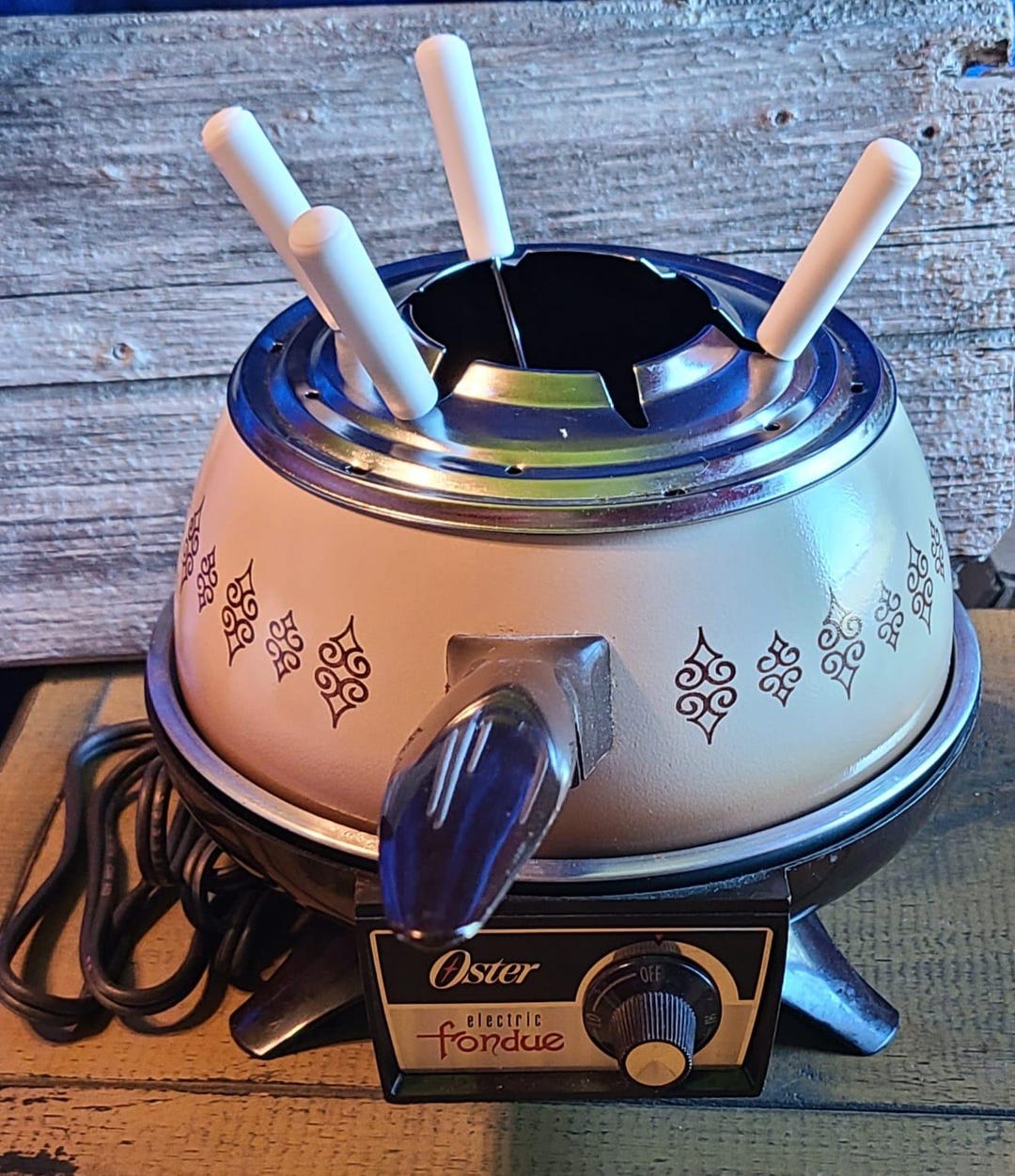 Vintage Oster Electric Fondue Pot With Set of 4 Forks Retro Beige - Etsy