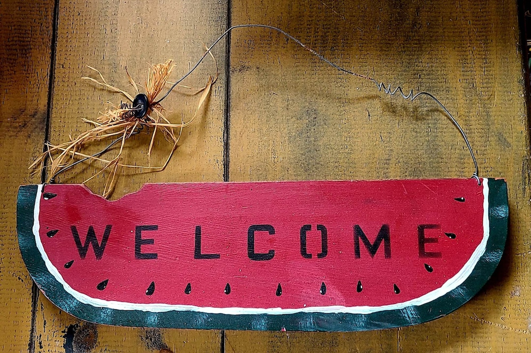 Vintage Hand Painted Watermelon Wall Hanging Decor - Approx 9"x14" - Etsy