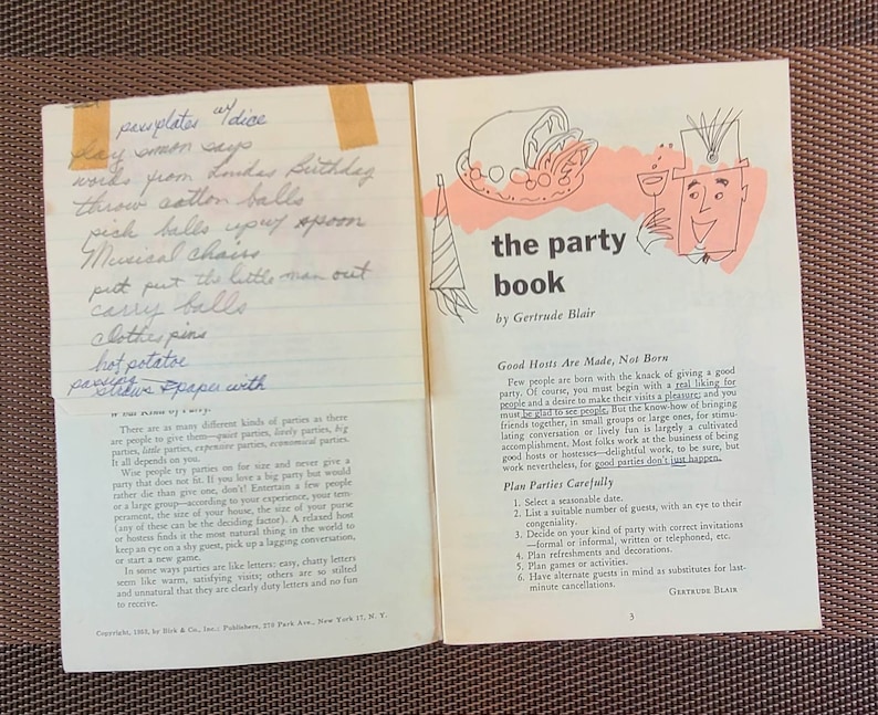 Vintage the Party Book 1953 - Etsy