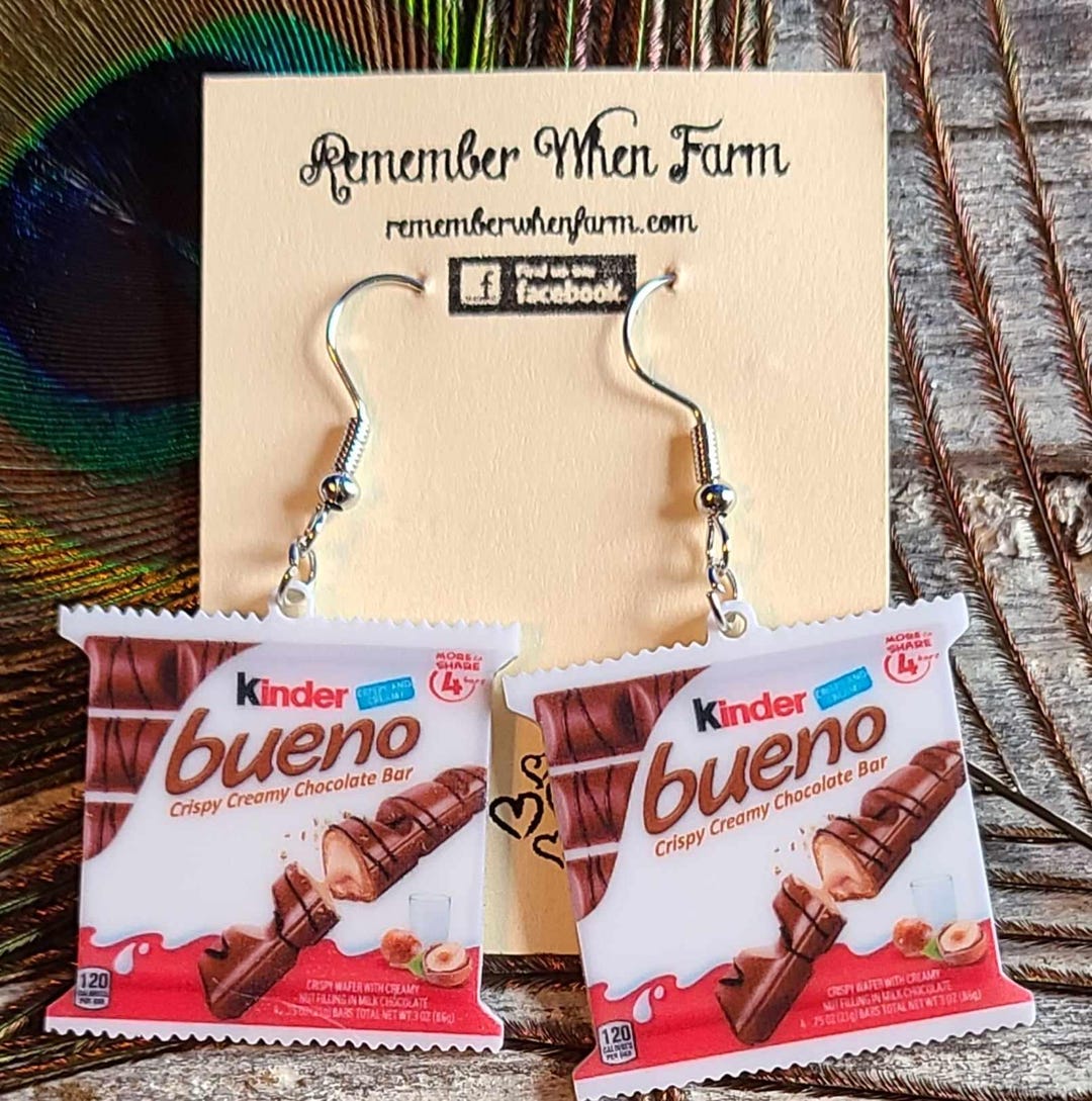 Kinder Bueno Crisp Creamy Chocolate Bar Earrings Dangle - Etsy