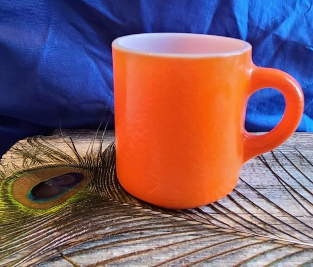 Vintage Orange Milk Glass Coffee Mug Cup - Etsy