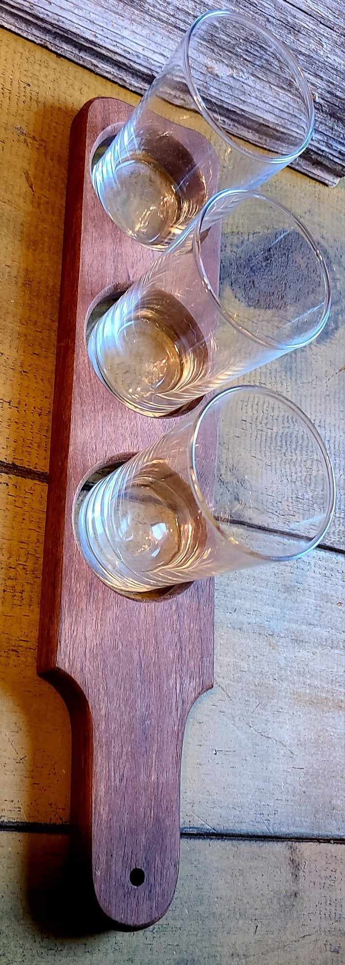 Wood Wooden Beer Flight Paddles With Glasses 3 Hole - Etsy