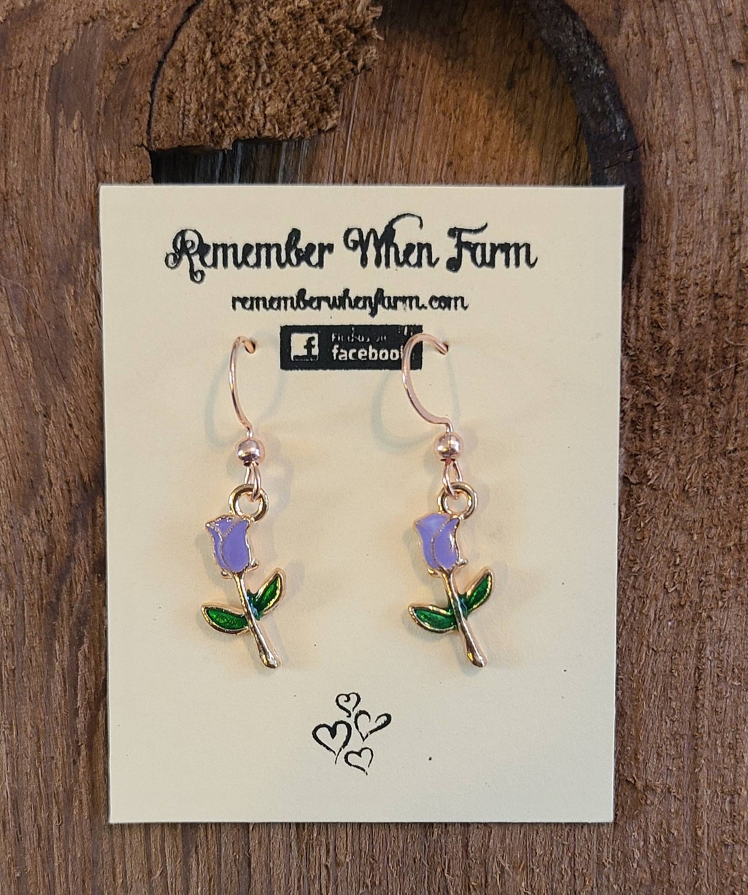 Purple Tulip Flower Gold Earrings Fish Hook Dangle Style - Etsy