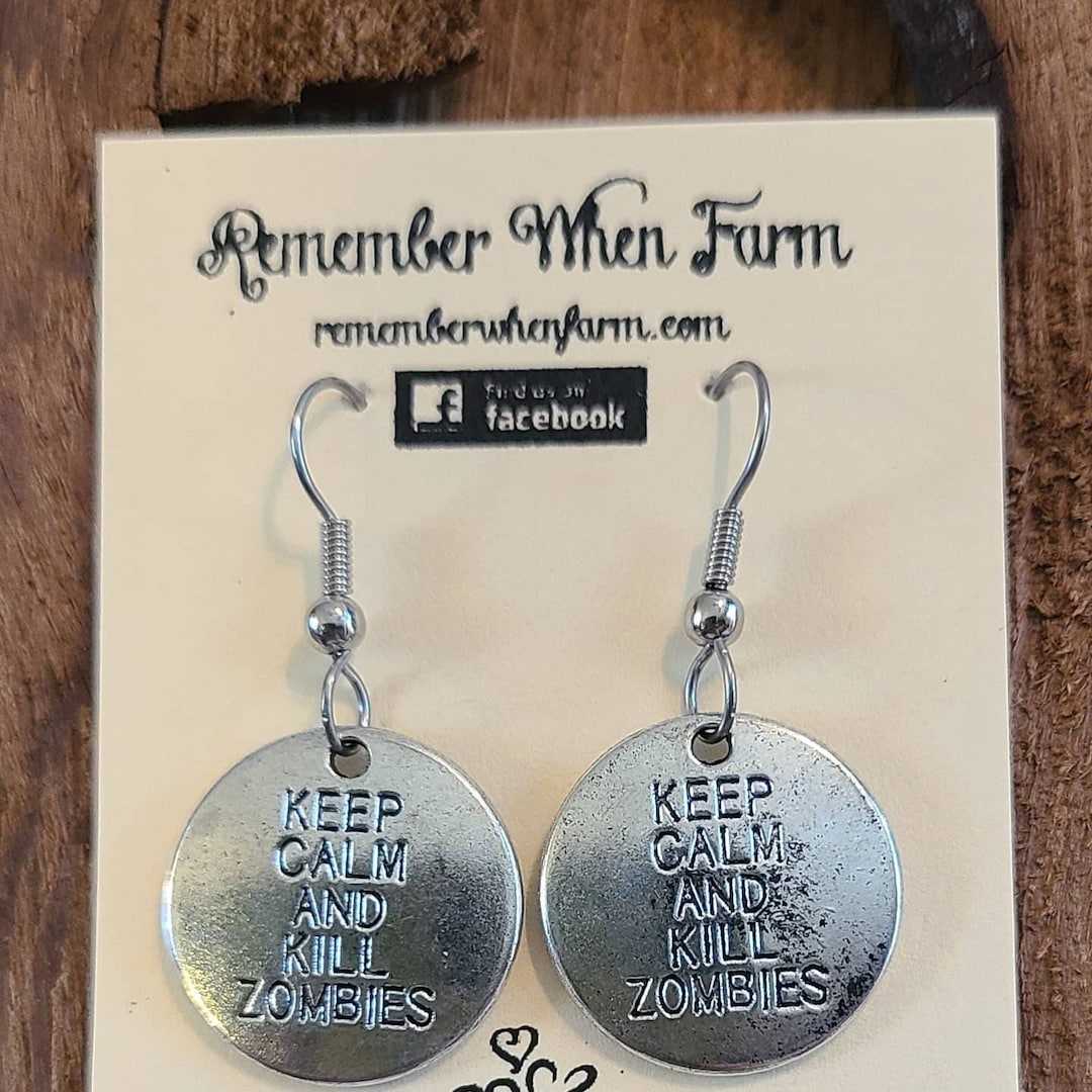 Keep Calm and Kill Zombies Silver Dangle Earrings - Etsy