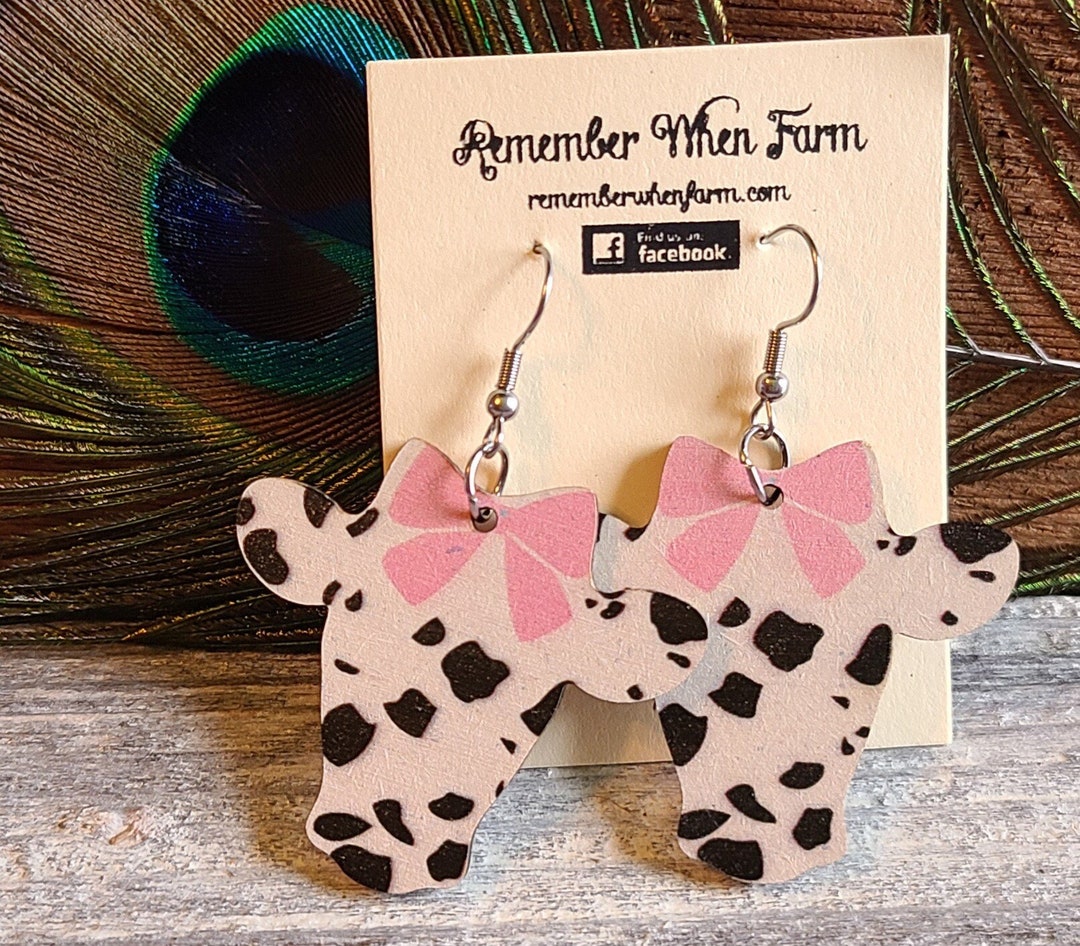 Cow Earrings Fish Hook Dangle Style - Etsy