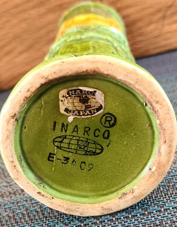 Vintage Inarco Bud Vase - Tikki - Green & Gold - Etsy