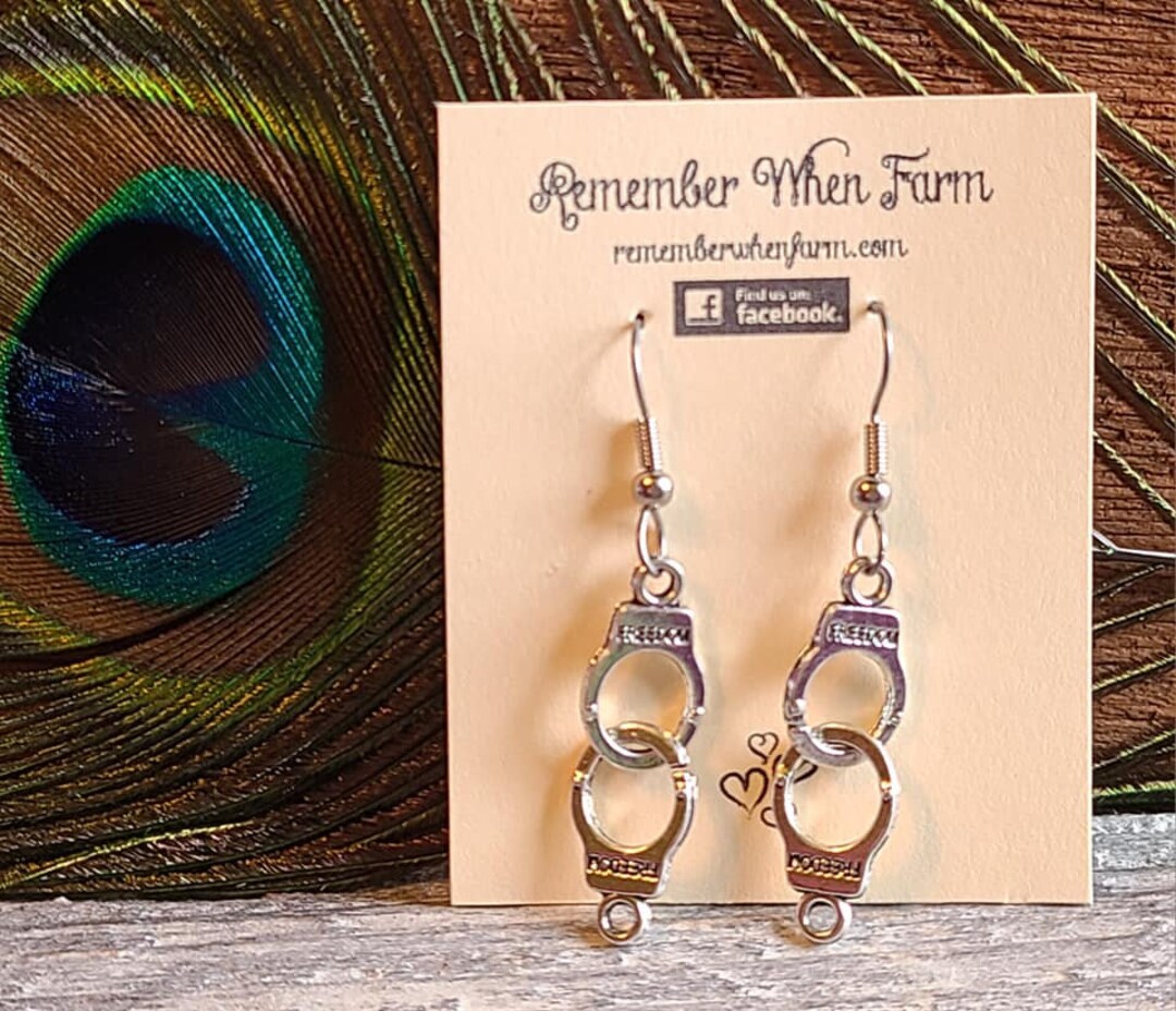 Freedom Cuff Earrings Fish Hook Dangle Style Handcuffs - Etsy
