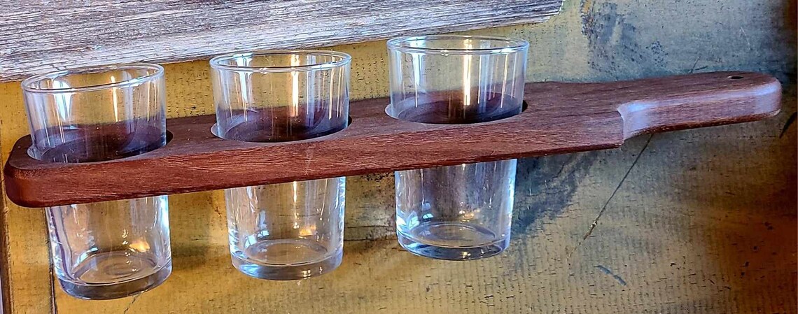 Wood Wooden Beer Flight Paddles With Glasses 3 Hole - Etsy
