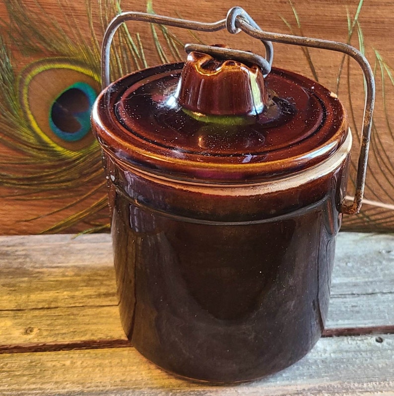 Vintage Antique Butter Crock Dark Brown Approx 6 High - Etsy
