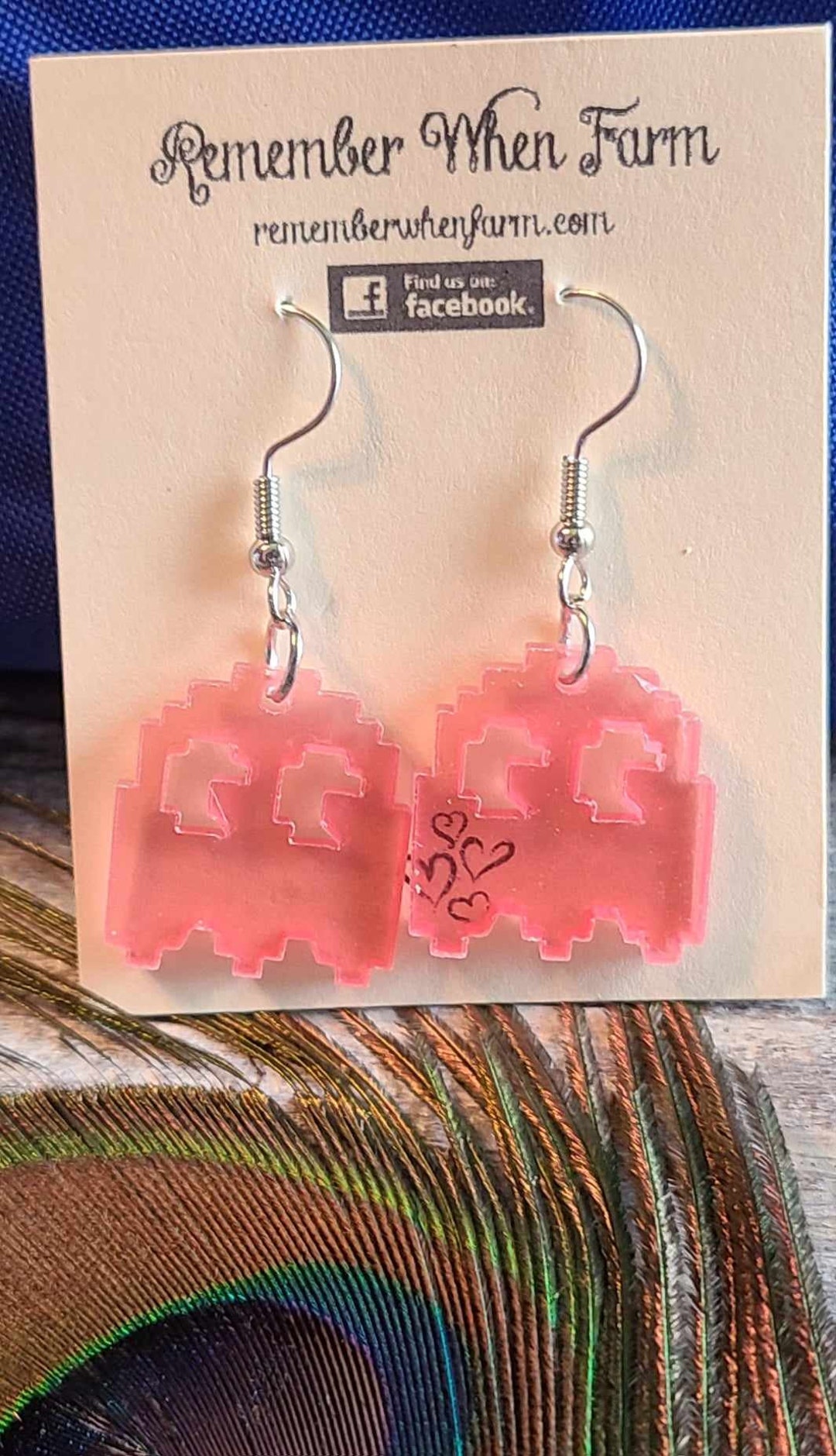 Pacman Ghost Pink Dangle Earrings - Pinky - Etsy