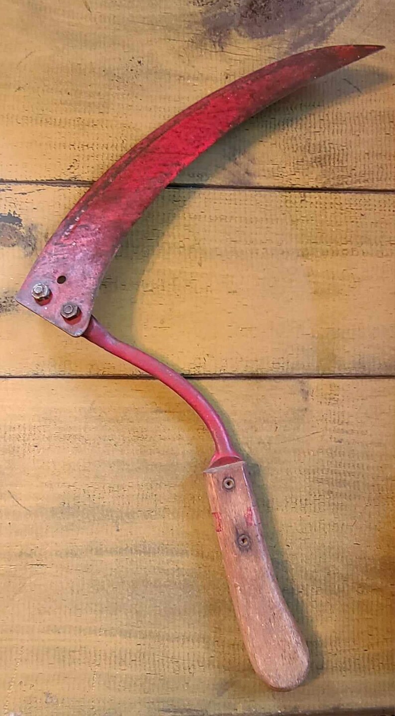 Vintage Antique Hand Sickle Scythe With RED Blade Approx 17 - Etsy