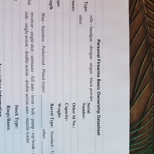 25 Sheets - Firearm - Gun Data or Inventory Sheets 3 Hole Punched - Etsy