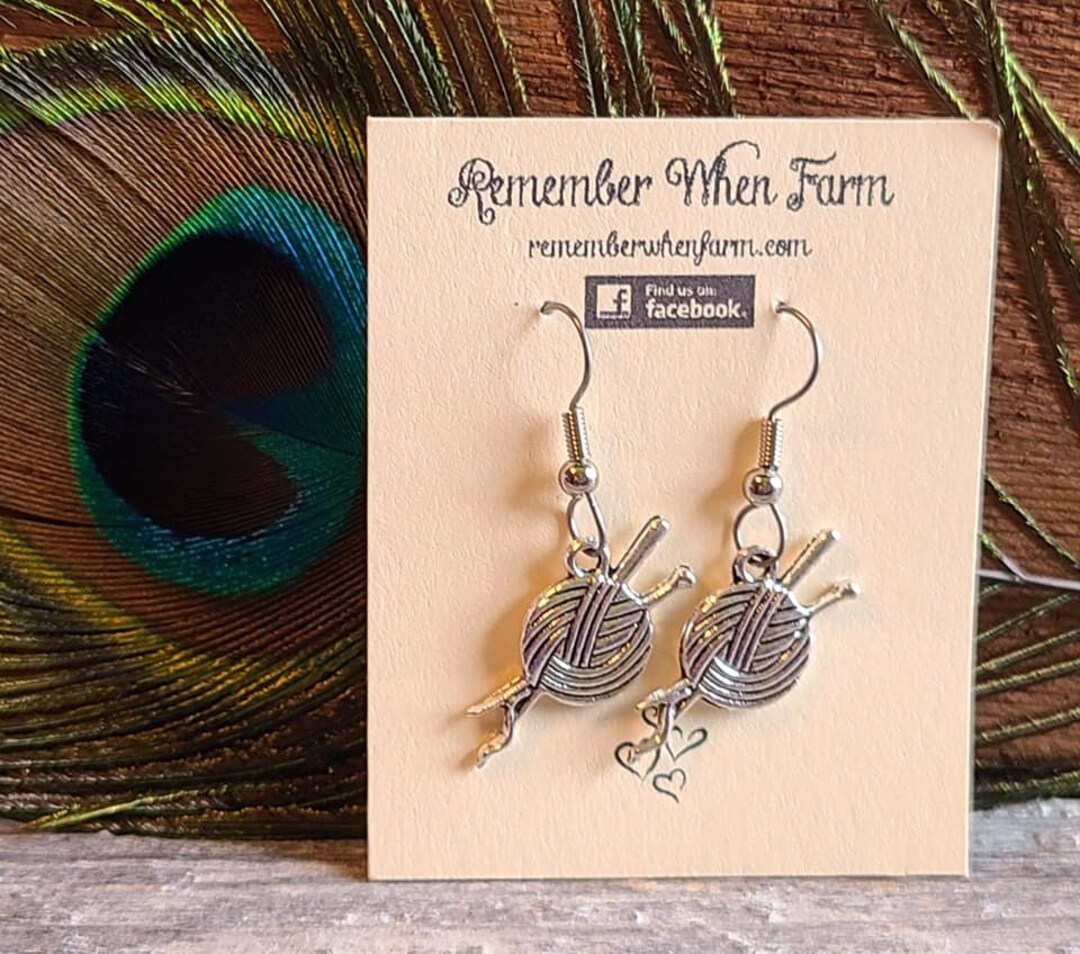 Ball of Yarn Earrings Fish Hook Dangle Style - Etsy