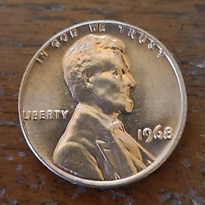 Vintage 1968 Penny Coin With Error Philadelphia Mint RARE Vdb - Etsy