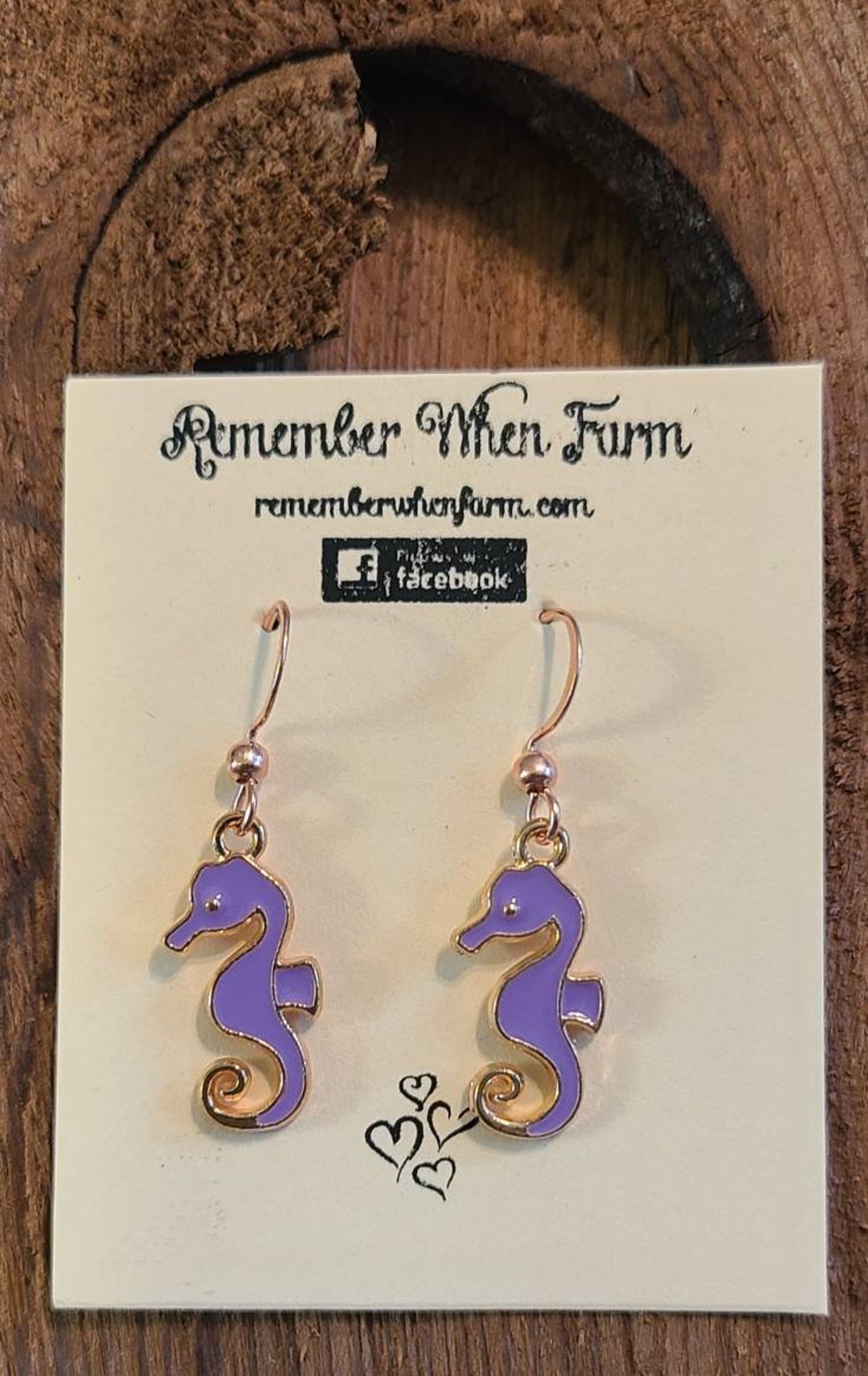 Purple Seahorses Gold Earrings Fish Hook Dangle Style - Etsy