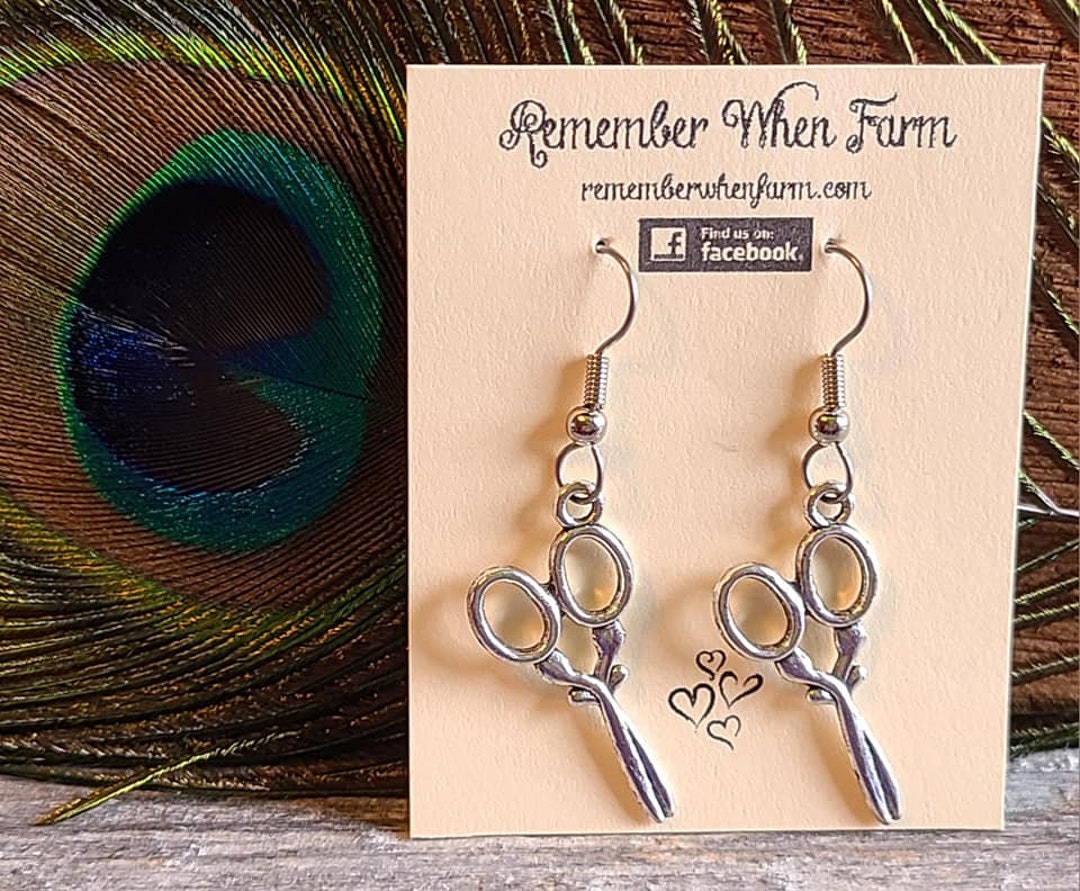 Silver Scissor Earrings Fish Hook Dangle Style - Etsy