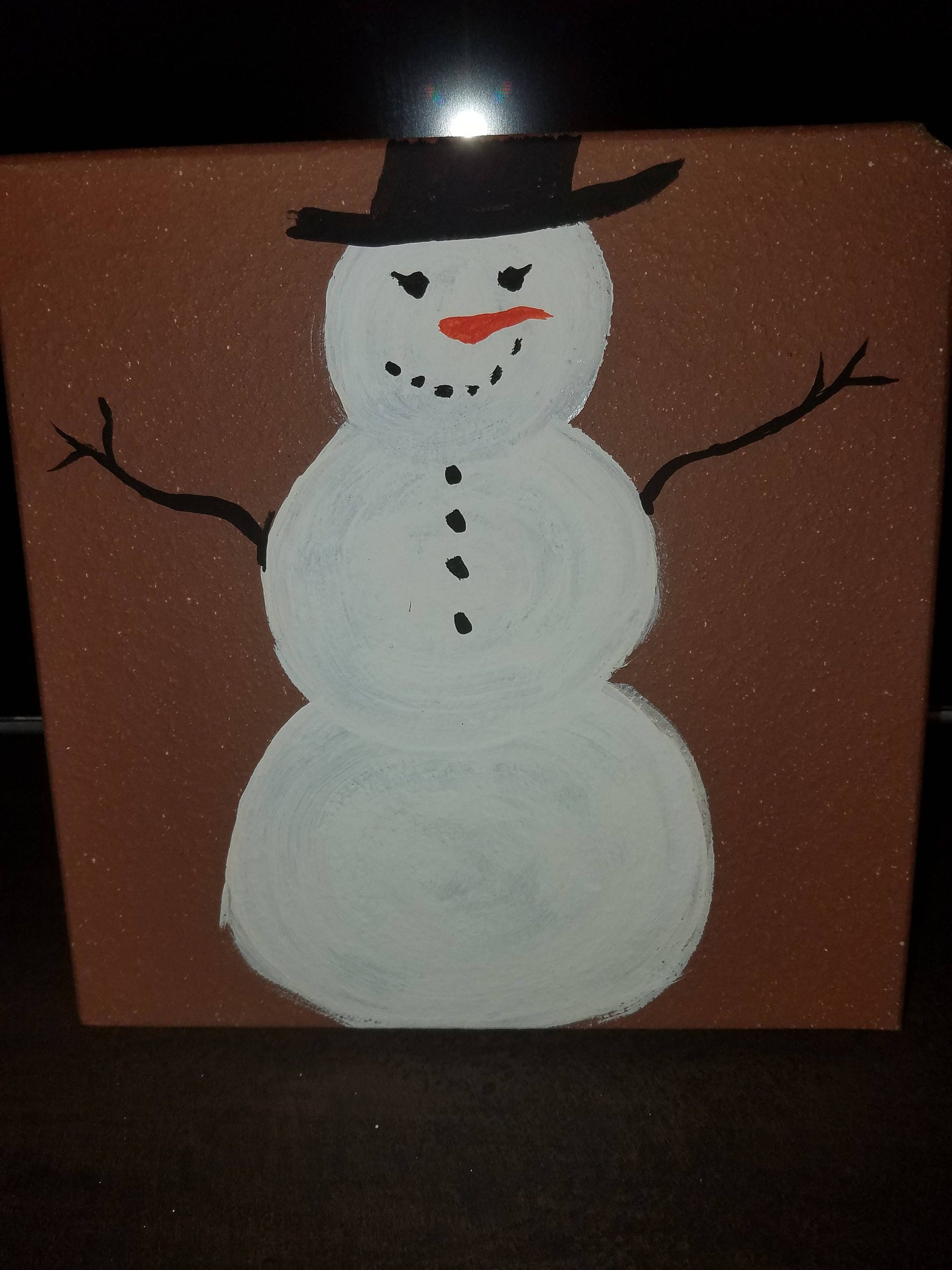 Hand Painted Clay Tile Snowman Christmas - Etsy