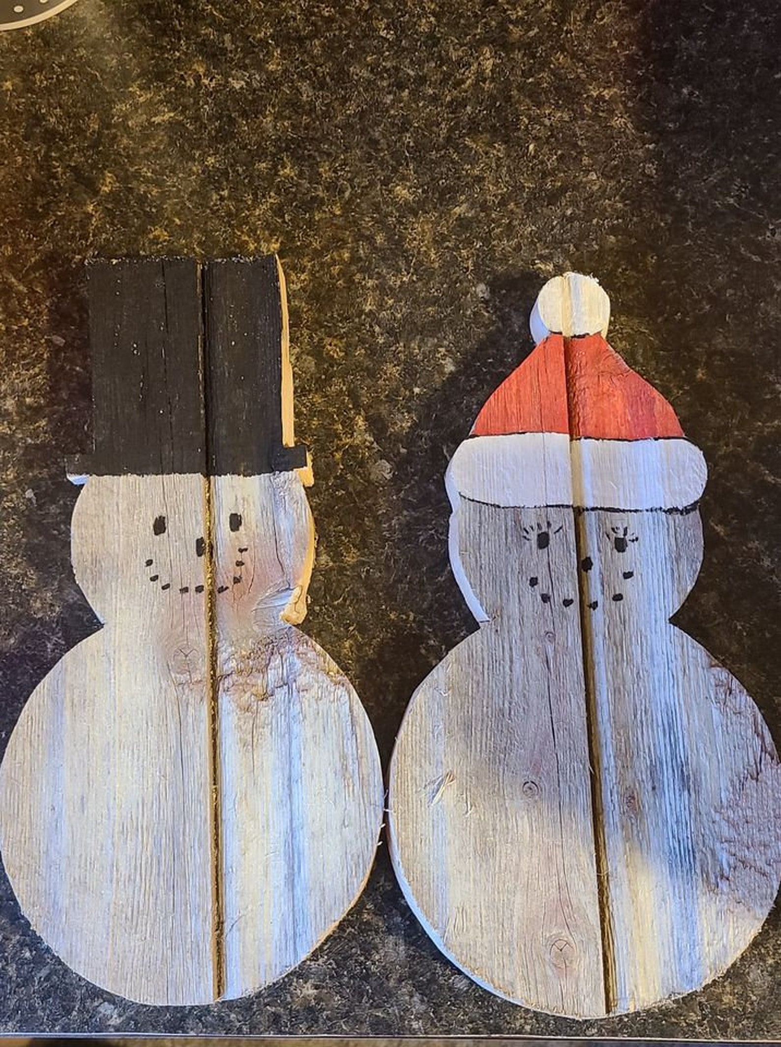 Wood Reclaimed Barn Board SNOWMAN Couple - Christmas - Snow Man Woman ...