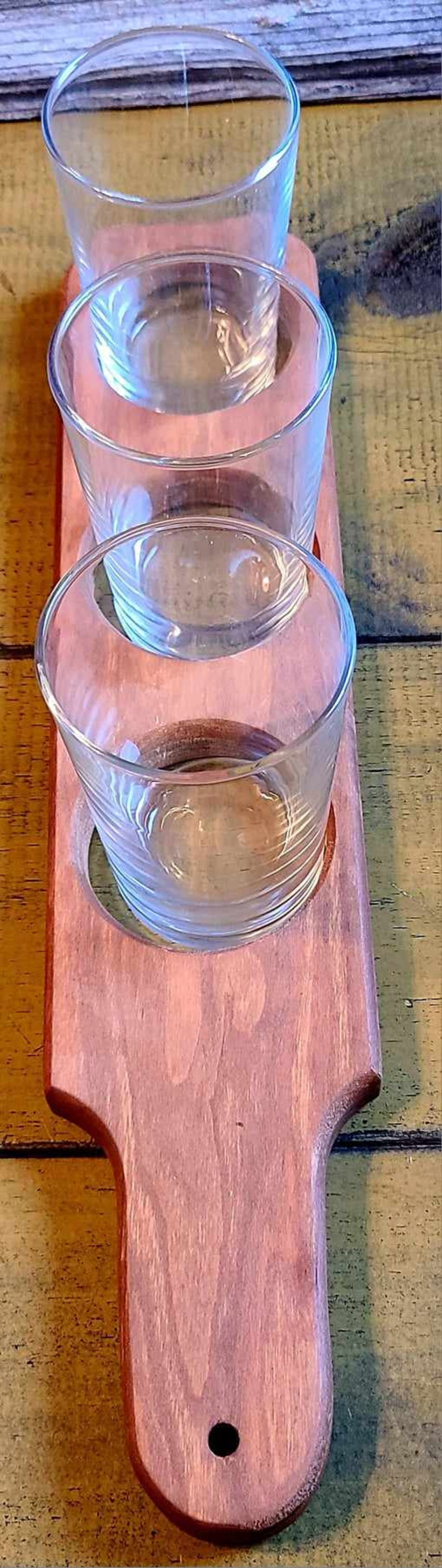 Wood Wooden Beer Flight Paddles With Glasses 3 Hole - Etsy