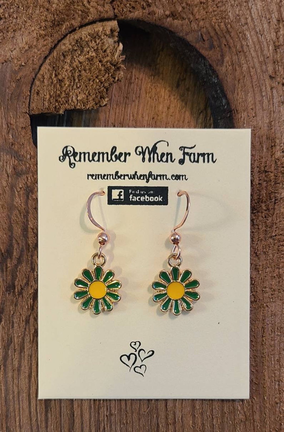 Green Flower Daisy Sunflower Gold Earrings Fish Hook Dangle Style - Etsy