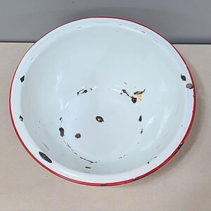 Vintage Antique Enamelware Basin With Red Trim. Measurements in Pics - Etsy