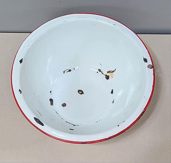 Vintage Antique Enamelware Basin With Red Trim. Measurements in Pics - Etsy