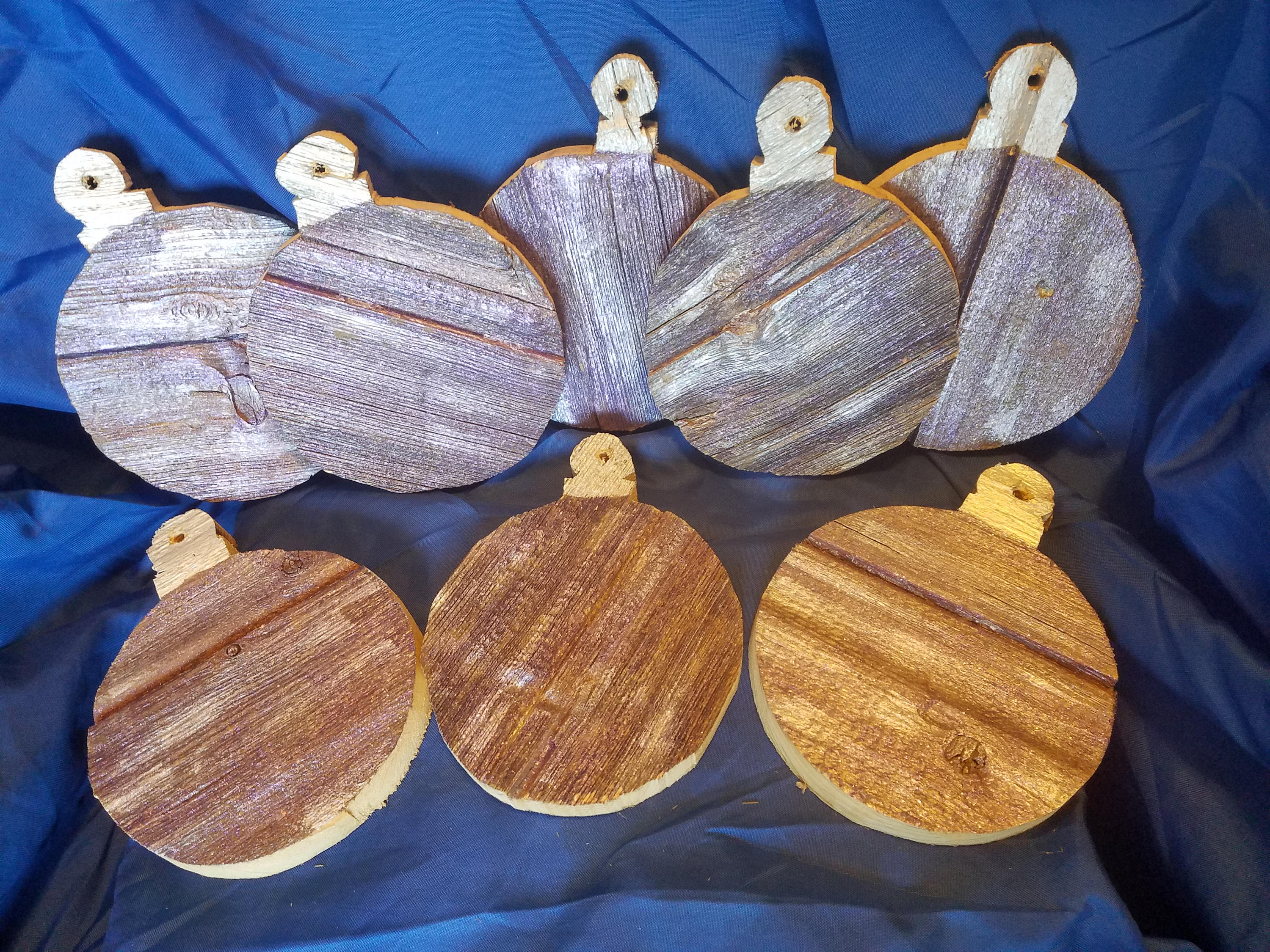 Wood Reclaimed Barn Board Set of 8 Ornaments - Christmas - Purple ...