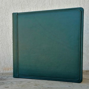 Personalised Traditional Square Photo Album - Green Leather Bound ...