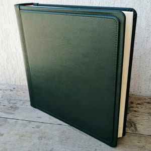 Personalised Traditional Square Photo Album - Green Leather Bound ...