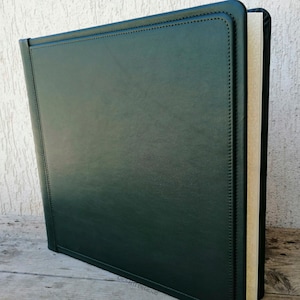 Personalised Traditional Square Photo Album - Green Leather Bound ...