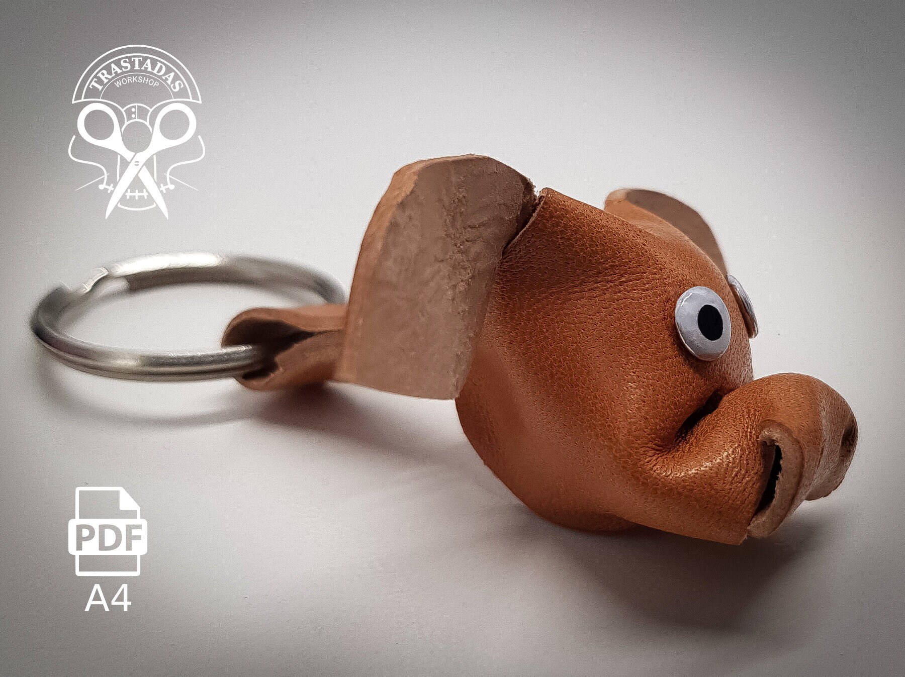 Hanging keys with animals Leather pig Leather pattern PDF A4 Pig 3D ...