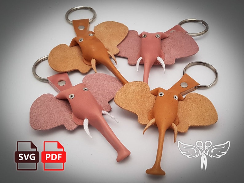 Leather Pattern PDF SVG Laser Cut 3D Elephant Keychain - Etsy Canada