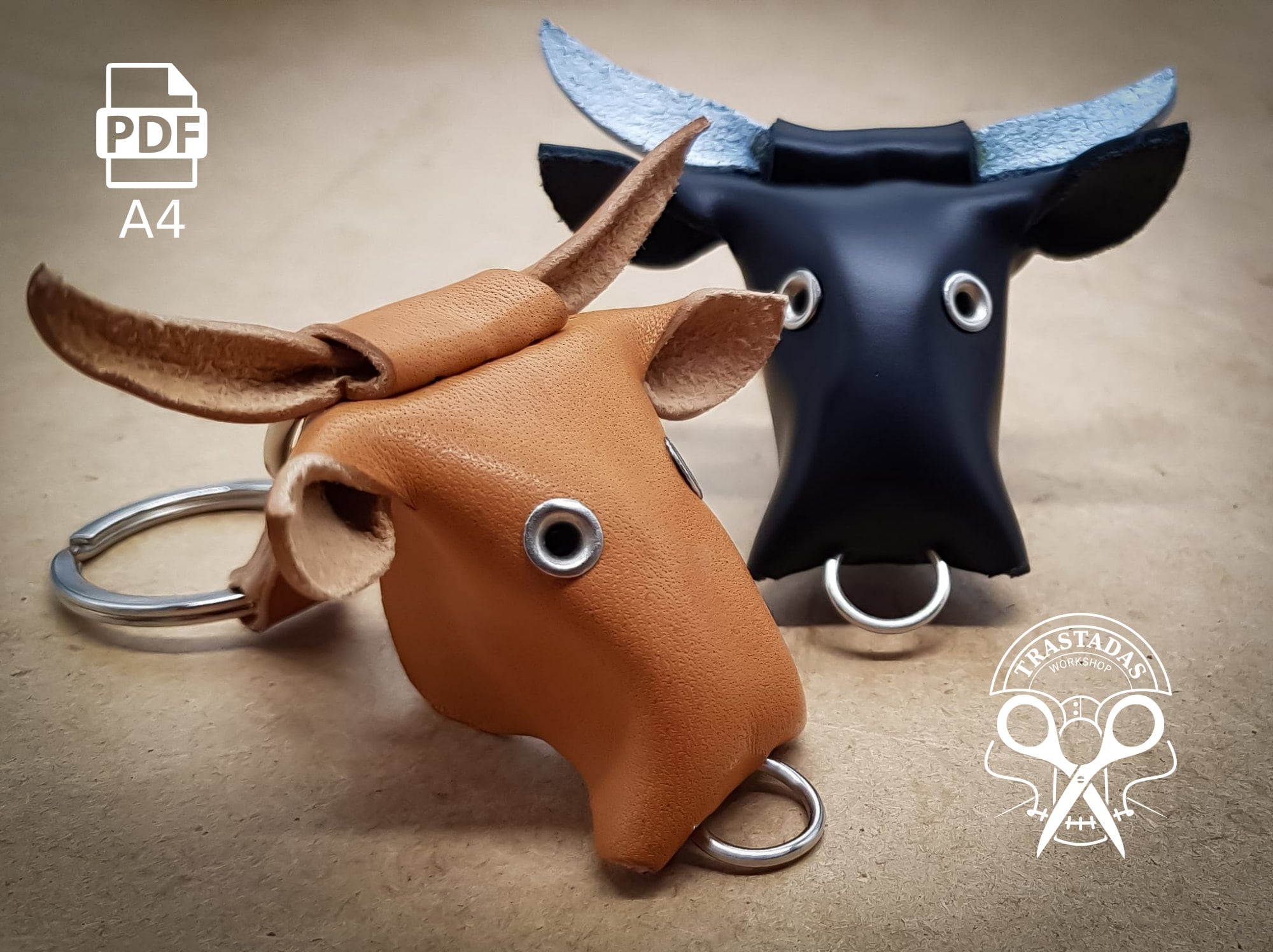 Hanging keys with animals Leather pig Leather pattern PDF A4 Pig 3D ...