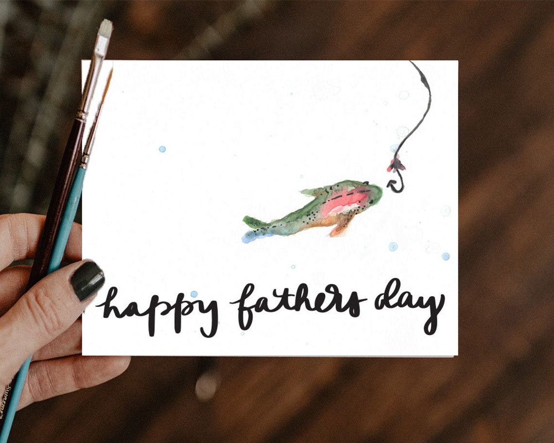 Watercolor Card: Father's Day Card, Father's Day Painted Card ...