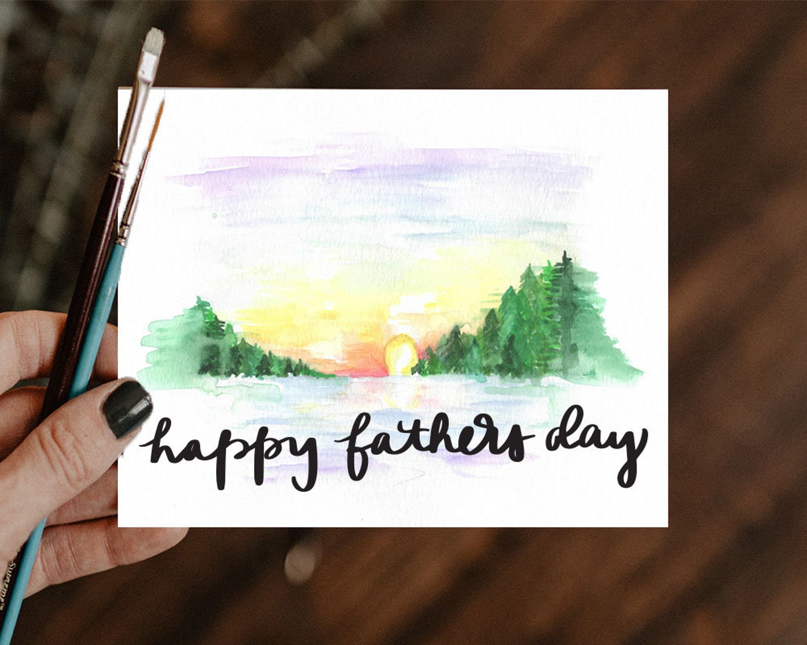 Watercolor Card: Father's Day Card, Father's Day Painted Card ...