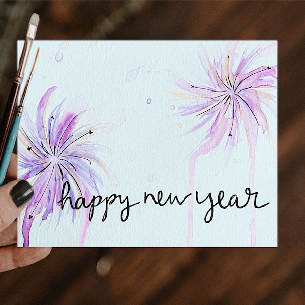 New Year Painted Cards - Etsy