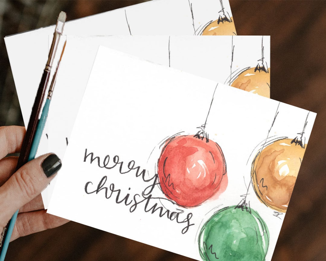 Watercolor Card Bundle of 3: Merry Christmas, Painted Card, Handpainted ...